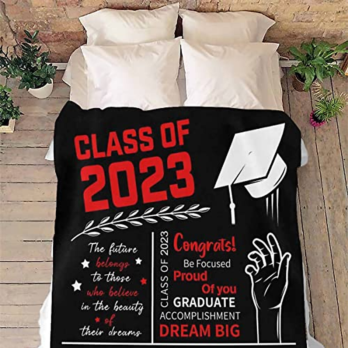 MyPupSocks Customized Graduation Blanket for Daughter from Mom, Class of 2023 Graduate Accomplishment Throw Bed Blanket 2023 for Best Friend Sister Niece High School College Grad 50x60