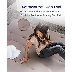 ZonLi Japanese Floor Futon Mattress Full Size 54"x 80",100% Cotton 2.5'' Thicken Tatami Mattress,Foldable Sleeping Pad,Portable Dormitory Tatami Mat,Roll Up Floor Lounger Bed for Adult (Grey)