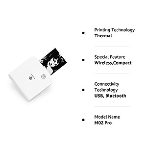 Phomemo 300dpi Pocket Mobile Pocket Printer- M02 Pro Thermal Bluetooth Portabel Mini Photo Printer Compatible with iOS and Android, for Photo Printing, Graffiti,Learning,Work, White