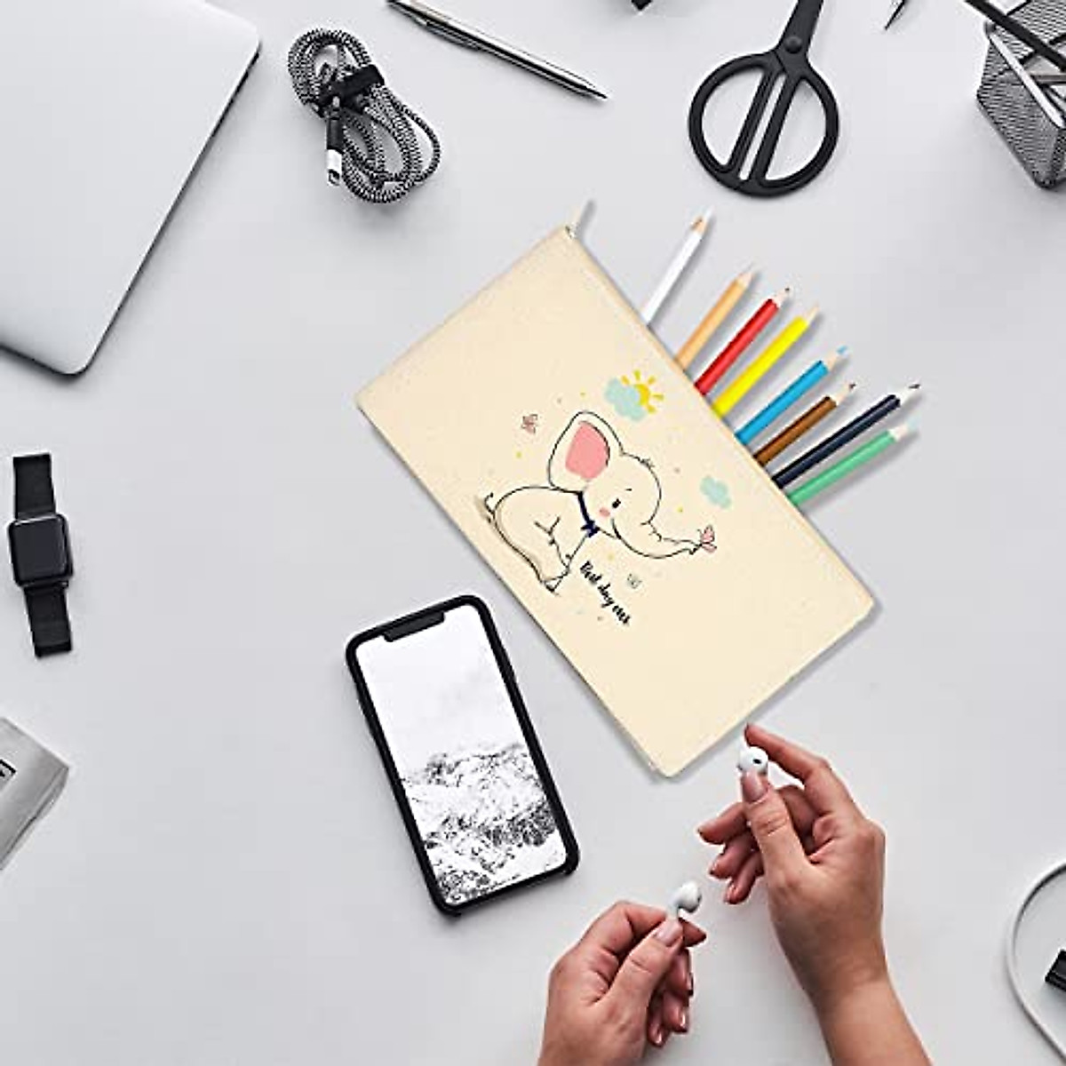 Blank DIY Craft Bag Canvas Zipper Bags 10 Pack Zipper Canvas Pen Pencil Case Multipurpose Makeup Bags Cosmetic Bag Travel Toiletry Pouch for Storage Small Items Travel Party Gift (White 8.3X4.8inch)