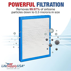 LifeSupplyUSA True HEPA Filter Replacement Compatible with HoMedics AP-10 AF-10FL AF-10 AP-15 AF-15 Air Purifier