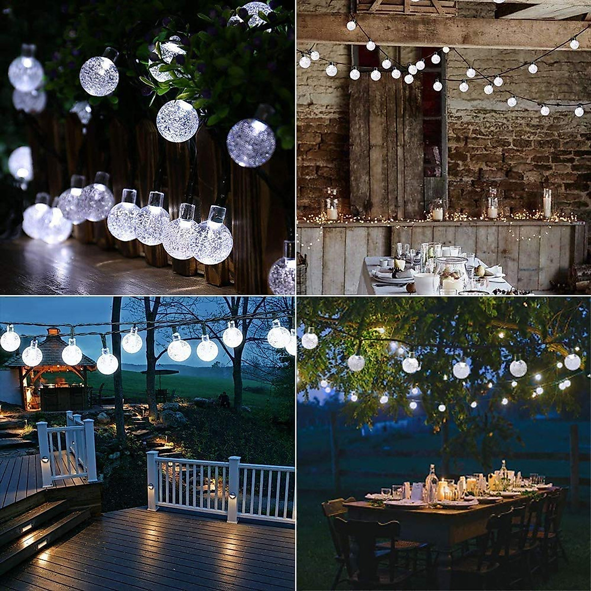 LYHOPE Solar Outdoor String Lights, 35.6ft 60 LED Crystal Ball Waterproof Solar Powered Globe Lights for Garden Patio Yard Holiday Party Decoration (Cool White)
