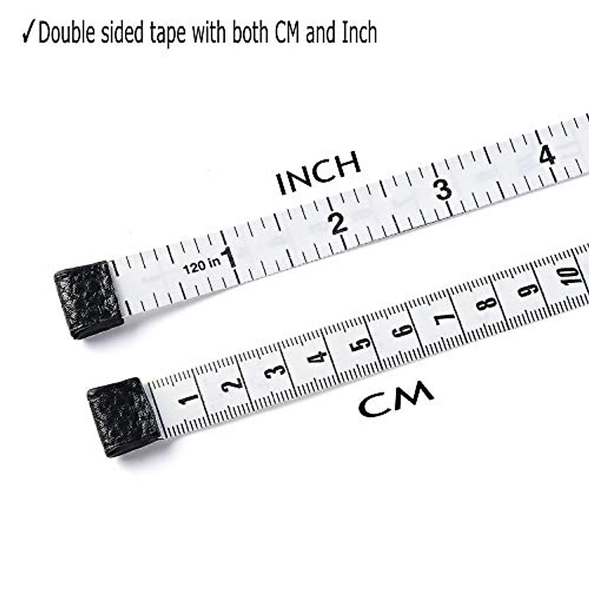 3m/120" Tape Measure Body Measuring Tape for Body Cloth Tape Measure for Sewing Fabric Tailors Medical Measurements Tape Dual Sided Leather Tape Measure Retractable (Black, 1 Pack)