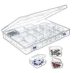 60 Pcs Mixed Sizes Mini Clear Plastic Bead Storage Containers With Lids, Mini Storage Box. Small Bead Boxes And A Big Storage Case, Small Transparent Boxes Organizers for Beads, Jewelry, Diamond Painting, Tools, Craft Supplies