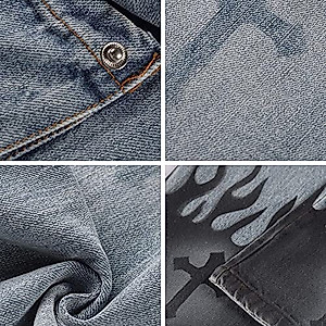 Aelfric Eden Unisex Denim Jeans Flame Cross Vibe Straight Jeans Streetwear Multi Pockets