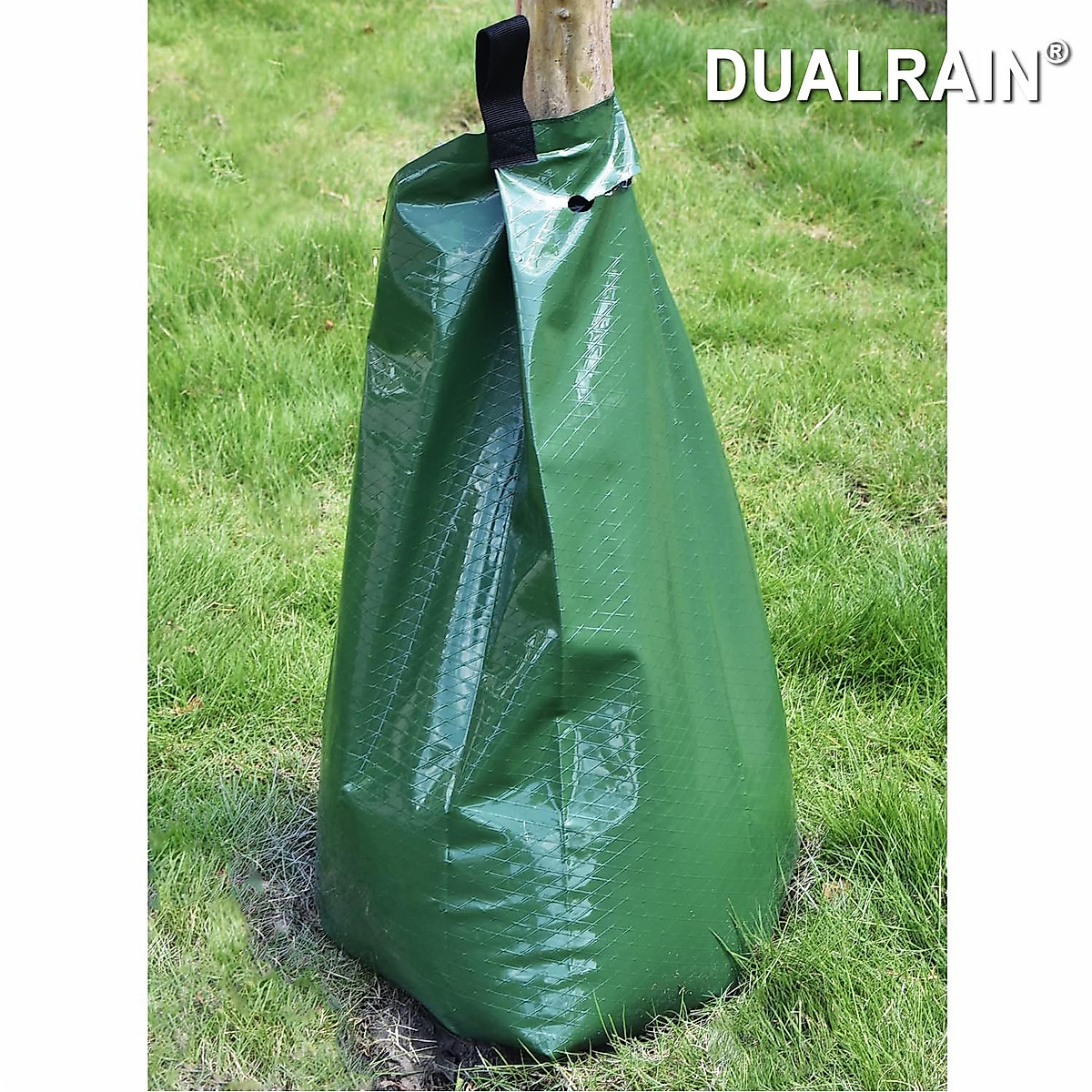 DUALRAIN Slow Release Tree Watering Bag PE Ring Bladders Water Deep Automatic Irrigation Drippers Root Waterer Globe Soaker for New Plant Trees Trunk 20 Gallon (2 Pack)