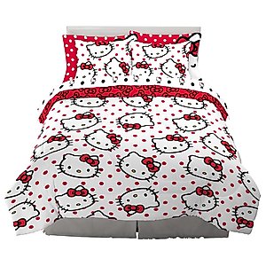 Franco Sanrio Hello Kitty Polka Dot Bedding 7 Piece Super Soft Comforter and Sheet Set with Sham, Queen, (100% Official Licensed Product) Collectibles
