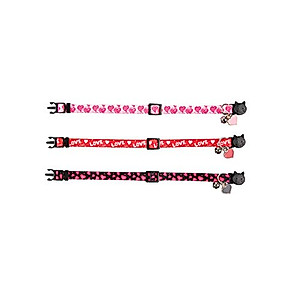 Lamphyface 3 Pack Valentine's Day Cat Collar with Bell Breakaway Adjustable Love Heart