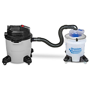 Oneida Dust Deputy Low-Pro Deluxe Lid Dust Separator Kit With See-Through 5 Gallon Clear Bucket & Casters For Wet/Dry Vacuums - Made In USA