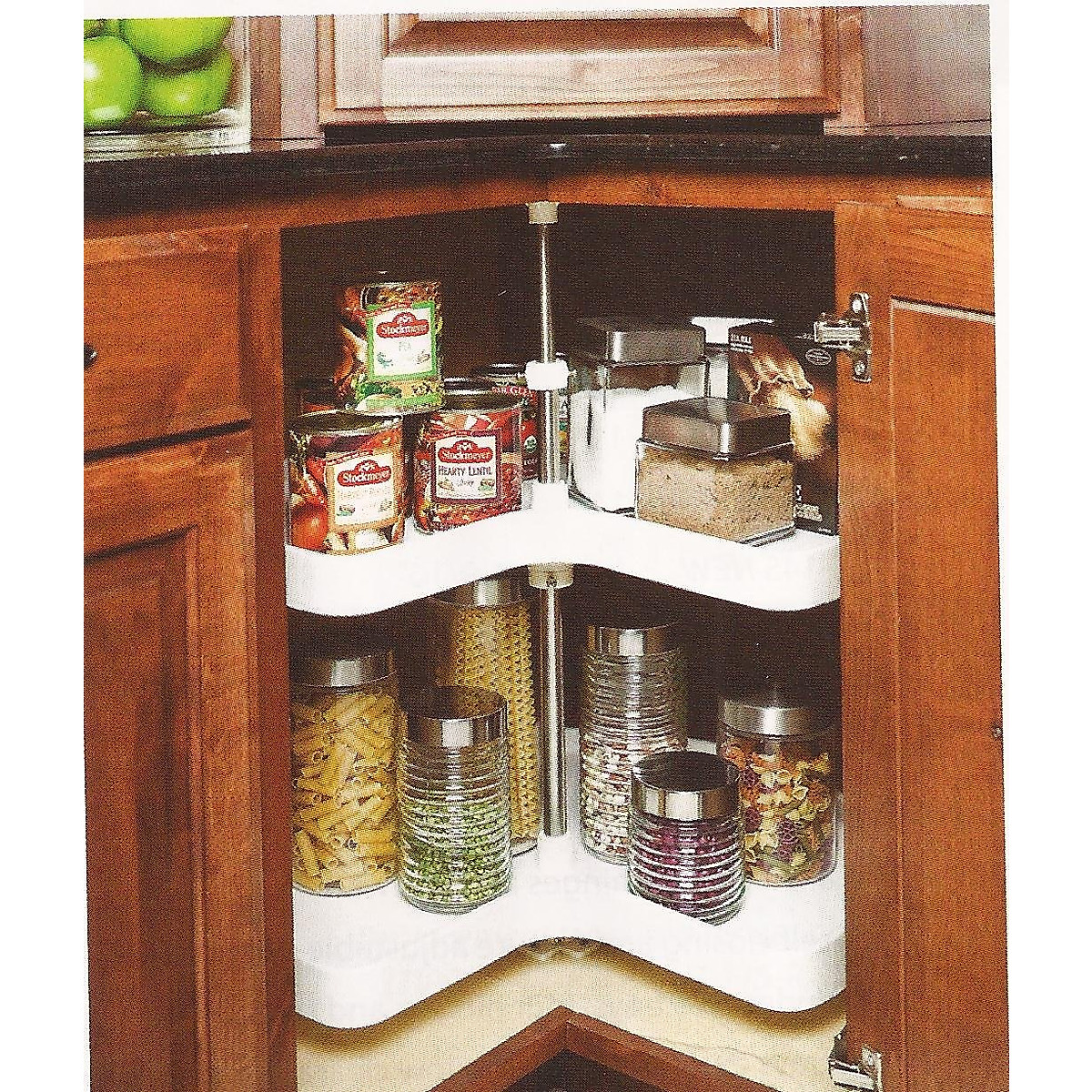 32" Diameter Kidney Plastic Lazy Susan Set with Twist and Lock Pole