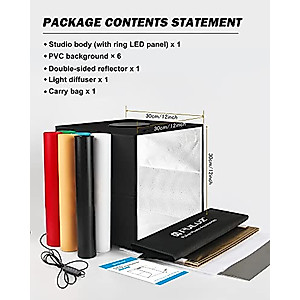 PULUZ Light Box Photography, 12"x12" Professional Dimmable Shooting Tent Kit with CRI >95 White Lighting 112 LEDs Lights + 6 Photo Backdrops for Product Display (Black)