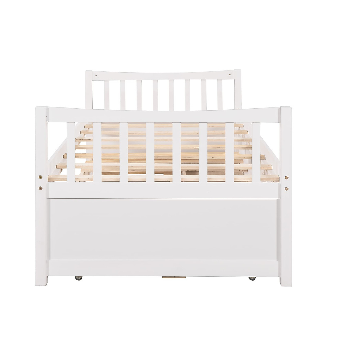 Harper & Bright Designs Twin Captain’s Bed with Trundle and Drawers, Wooden Daybed with Storage Twin Platform Bed Frame for Kids Guests (Twin Size, White), HJH-LP241AAK
