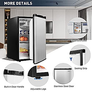 E-Macht 2.6 Cu.Ft. Mini Fridge with Freezer, Single Door Compact Refrigerator,Removable Glass Shelves, Reversible Door, Small Refrigerator for Apartment, Office, Dorm