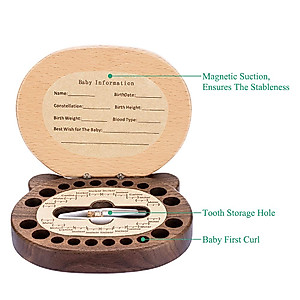 AhfuLife Baby Tooth Keepsake Fairy Box Holder with Lanugo Bottle, Wooden Panda Shape Keepsake Box for First Lost Teeth, Cute Tooth Storage Holder, Baby Shower Gifts for Newborn, Boys, Girls