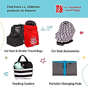J.L. Childress Cargo 'N Drinks Parent Tray, Universal Stroller Organizer with Insulated Cup Holders, Folds into Stroller, Easy Velcro Attachment, Black with Chevron Interior