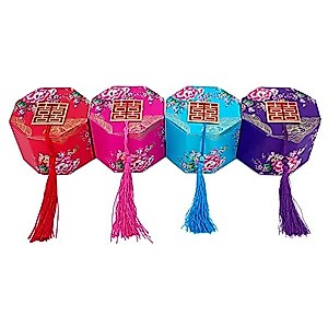 Lorigun Chinese Style Candy Box Wedding Candy Gold Stamping Box Double Xi Word Is Auspicious And Wishful Festive Octagonal Box Gift Box Randomly Mixed Colors 20Pcs
