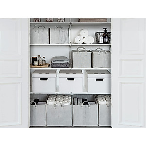 StorageWorks 45L Extra Large Fabric Storage Bins with Decorative Storage Boxes with Lids and Soft Rope Handles