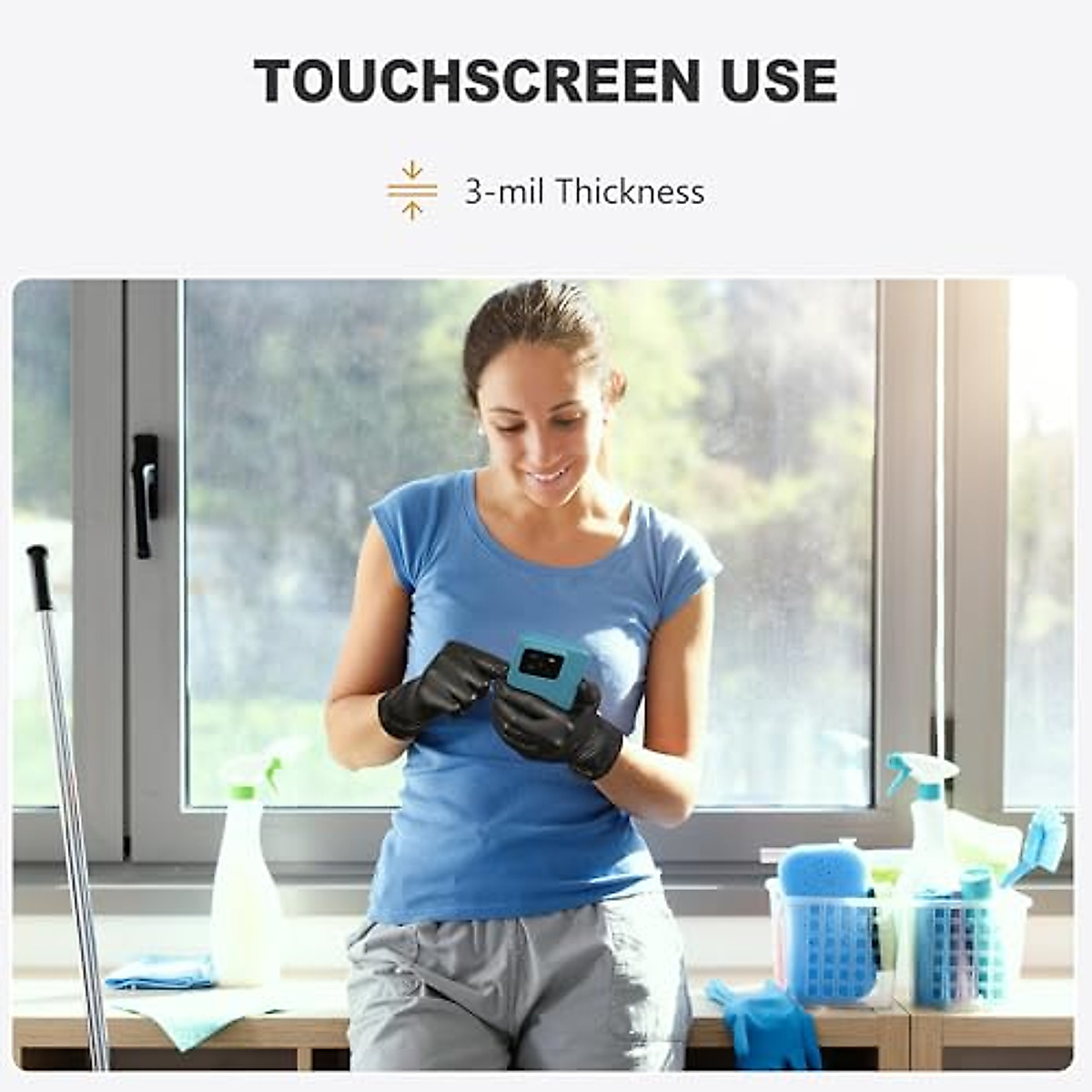 SWIFTLITE Black Vinyl Gloves, Food Grade Gloves Disposable Latex Free & Powder Free, Guantes for Cleaning Cooking Food Prep (100, Medium)