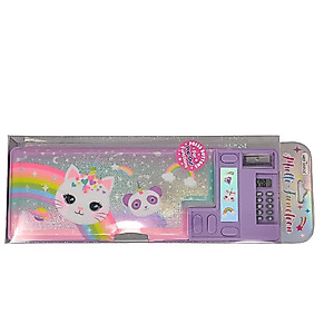 Hot Focus Caticorn Multifunction Pencil Case, Pencil Box with 2 Compartments for Girls. A Unique Stationery Set with Pop Out Calculator and Pencil Sharpener. Best Back to School Gift Set for Girls
