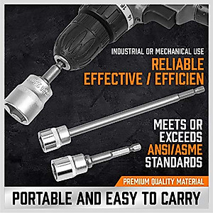 6-Piece Impact Square Drive Socket Adapter Set, 1/4" 3/8" 1/2" Impact Driver Socket Adapter, 1/4 Shank Impact Adapter Set