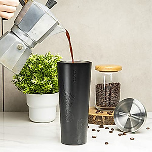 bzyoo SUP Double Wall Vacuum Insulated Tumbler with Straw and Lid Stainless Steel Water Bottle Cold Drink Travel Mug Cup Valentines Gifts For Him & Her (710ml) Color: Mandala Black