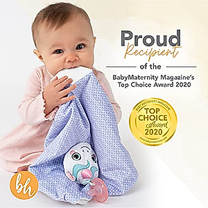BooginHead Pacifier Holder Stuffed Animal Pacifier Lovey with Baby Teether, Bunny