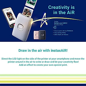 Fujifilm Instax Mini Link 2 Smartphone Printer Clay White + Fujifilm Instax Mini Twin Pack Instant Film and 20 Sticker Frames