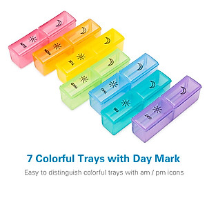 BUG HULL Pill Organizer 2 Times a Day, Large Weekly Pill Box AM PM, 7 Day Pill Case, Day and Night Vitamin Containers for Vitamins, Pill Holder for Supplements