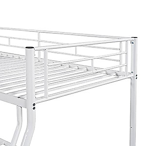 EMKK Twin Over Full Metal Bunk Bed,Metal Bunk Bed, Twin Over Full Size Beds with Sturdy Guard Rail & Ladder, Space-Saving/Noise-Free,Metal Bunkbed