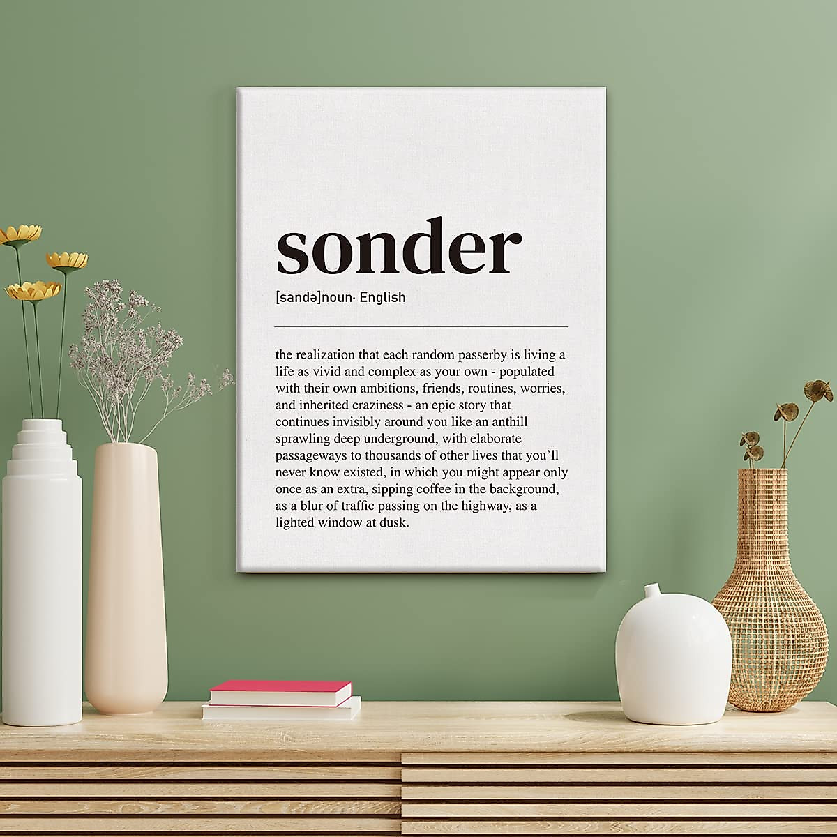 Sonder Definition Canvas Wall Art Poster Print Gift, Minimalist Sonder Meaning Painting Ready to Hang Home Decor (11.5" x 15")