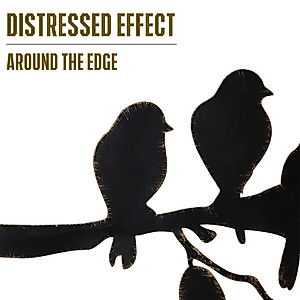 Ridota Metal Wall Art Decor, 6 Birds on the Branch Metal Art Wall Decor Hanging for Indoor Outdoor Home Garden, 24 x 7.5 Inch