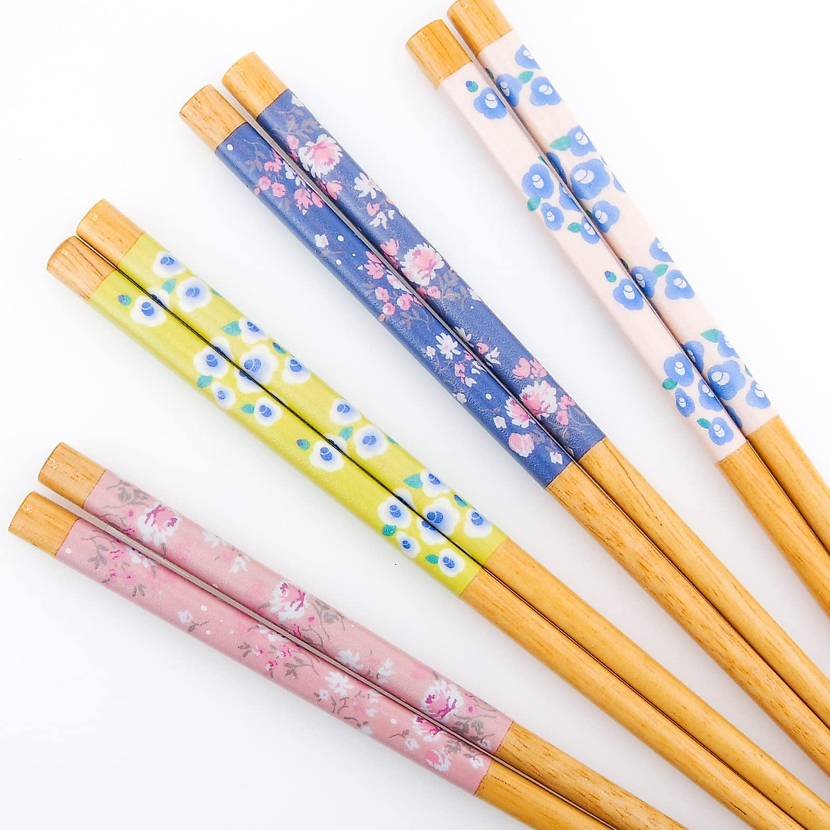 Sunlife Chopsticks Wooden Reusable Chopsticks Floral Designs Dishwasher Safe 8.8 Inches Made in Japan (Pink)