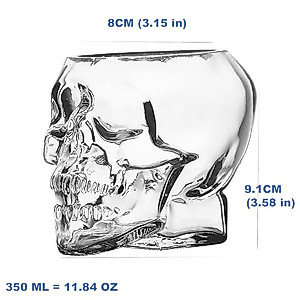 350ML Skull Glass Wine Glass Skull Glass Cup Funny Large Glasses Drinking Glass Vodka Spirits Cup Glass, Halloween Decorations Gifts Halloween Themed Party Holiday Gifts New Crystal Skull Cup (1pcs)