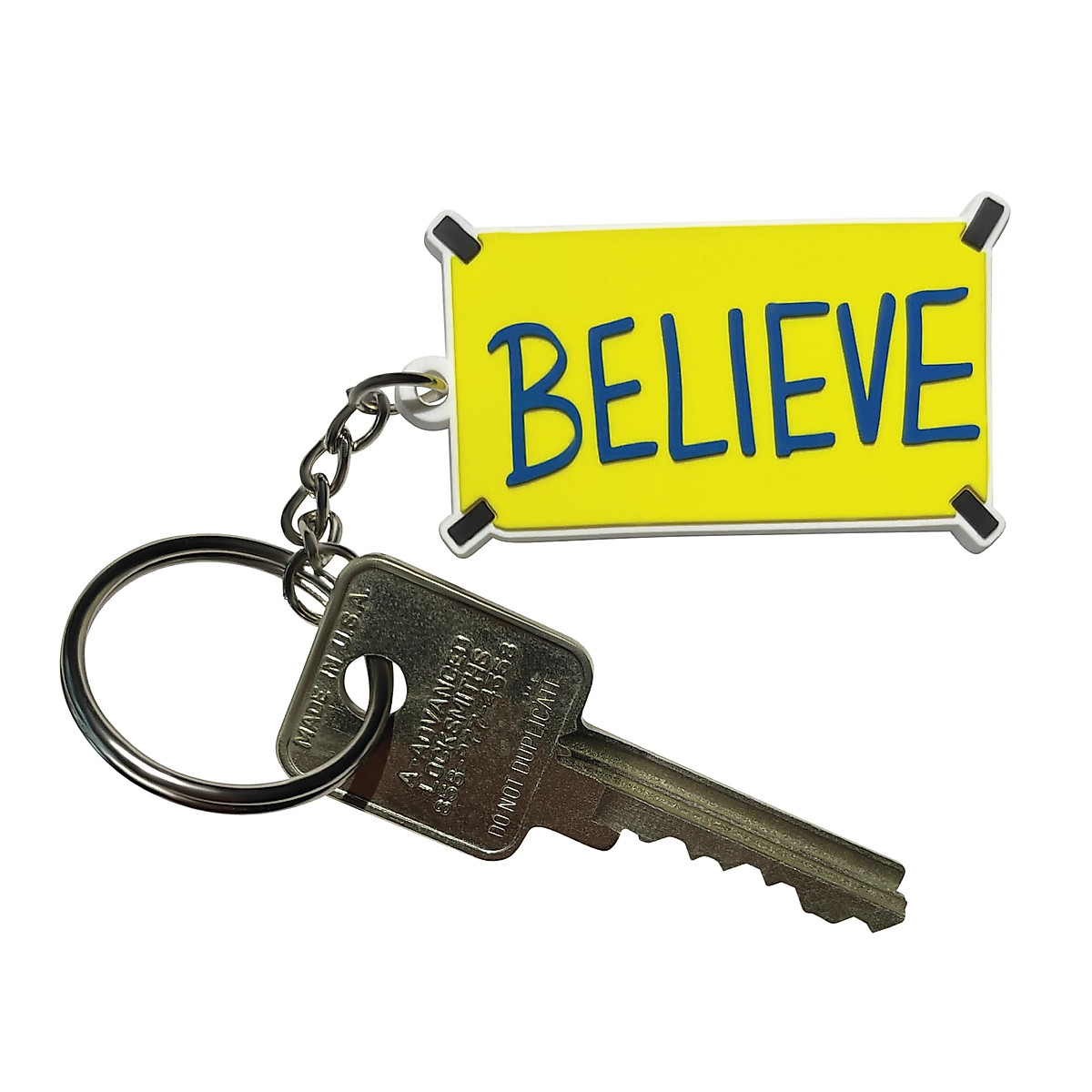 Believe Funny Keychain - Fun Gifts for Soccer Team | Coach Lasso Merchandise Believe Sign, AFC Richmond | Bulk Team Gifts, Motivational Poster, Fun Keyring for Backpacks, Car Keys, Fanny Packs