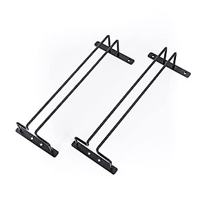 SODUKU Hanging Wine Glass Racks Under Cabinet, 11.8'' Black Stemware Racking Holder for Bar Kitchen Cupboard Shelves, Set of 2