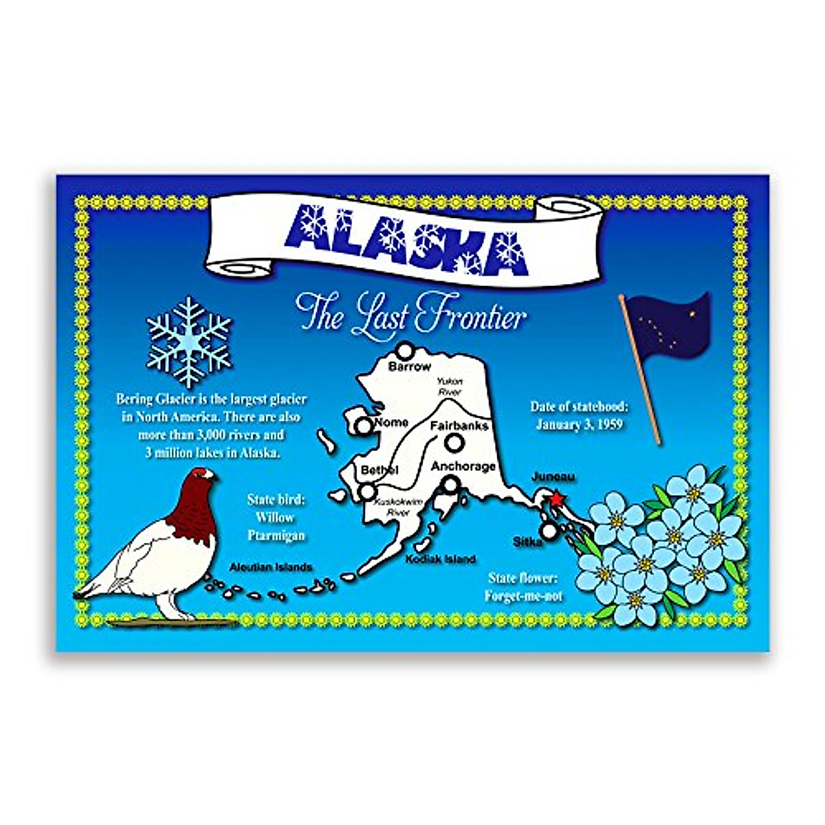 U.S. State Map Postcard Set. 50 modern post card variety pack. Illustrated postcards with maps of all fifty states of the United States of America. Made in USA.