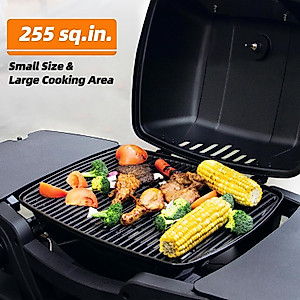 Kukoofyer Gas Grill Portable Propane Grill, Tabletop Grill Propane, 24,000 BTU Outdoor BBQ Grill Camping Grill with Two Burners, Removable Side Tables, Built in Thermometer, Black