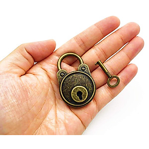 Hyamass 3pcs Vintage Antique Style Mini Archaize Padlocks Key Lock with Keys (Bronze)