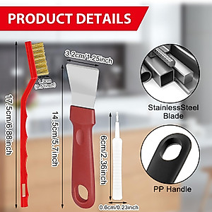 Amaxiu 15Pcs Kitchen Stove Cleaning Brush + Scraper Tool Set, Cleaning Scraper Heavy Duty Scrape Stainless Steel Brass Nylon Brush for Range Hood Grease Grimefor Gas Burners Cooktop Pot Pan