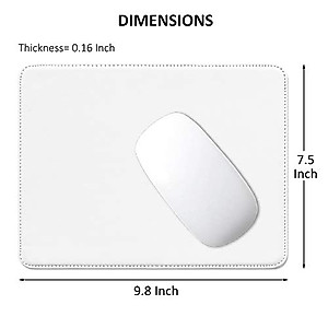 ProElife Mouse Pad Waterproof PU Leather Mousepad Dual-use for Home Office Business, Non-Slip/Noise-Reduction/Elegant Stitched Edge Laptop Computer Mouse Pad 9.8 x 7.5 inch (White)