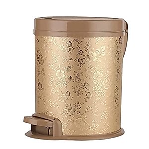 Trash Bin Trash Can Wastebasket Round Bathroom Step Trash Can, Durable Steel Pedal Garbage Bin Dual Buckets with Soft Close Step Garbage Can Waste Bin (Color : OneColor, Size : 8l/2.1gallon)