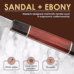 Paul Brown's™ 8 inch Professional AUS-10 Damascus 67 Layers Steel Kitchen Chef Knife with wooden handle Pine wood gift box and leather sheath