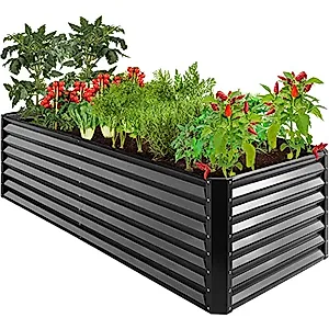 Best Choice Products 8x4x2ft Outdoor Metal Raised Garden Bed, Deep Root Planter Box for Vegetables, Flowers, Herbs, and Succulents w/ 478 Gallon Capacity - Gray