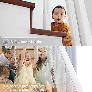 FlyLemon Child Safety Net,15ft×3ft Flexible Banister Guard, Railing Safety Net for Stairs, Balcony Safety Net for Baby Pets Cats Toys