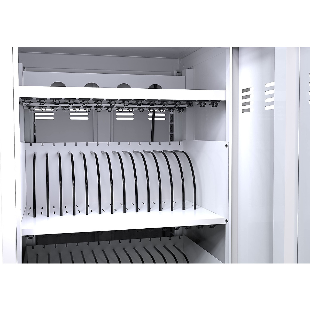 TIOPLY Laptop Charging Cart, White, Durable, 32 Devices, Fast Charging, Security Storage, Easy Use, Anti-Rust