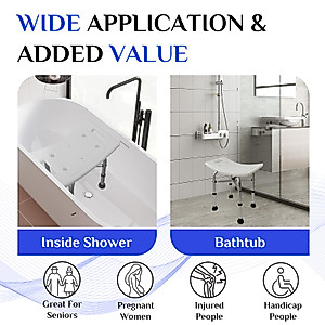 JumboTIGER Shower Stool 350lbs Bath Seat Chair, Tool-Free Assembly Height Adjustable Bath Bench with Padded Seat for Seniors, Elderly, Disabled, Handicap Stools (Shower Chair)