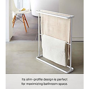 Yamazaki Home Bath Towel Hanger - Bathroom Organizer Storage Holder Dry Rack, Steel, Water Resistant