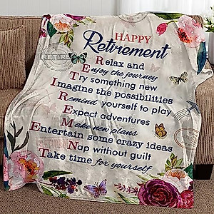 Tuoxiukan Retirement Blanket for Women 2023 Personalized Throw Blankets Soft Fuzzy Cozy Couch Blanket 60×80 Customized Floral Throw Blankets Fluffy Sofa Bed Blanket Gifts for Men