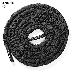 Philosophy Gym 40 Foot Exercise Battle Rope 2 Inch Diameter with Cover and Anchor Kit