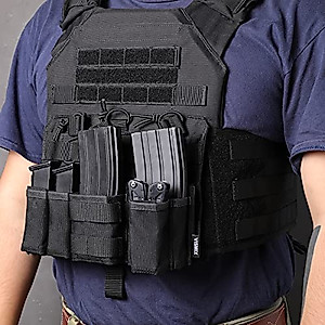 VISMIX 9mm Pistol 5.56mm AR15 Rifle Magazine Pouch Set, Tactical MOLLE Mag Pouch with Quick Release Kydex Insert Black